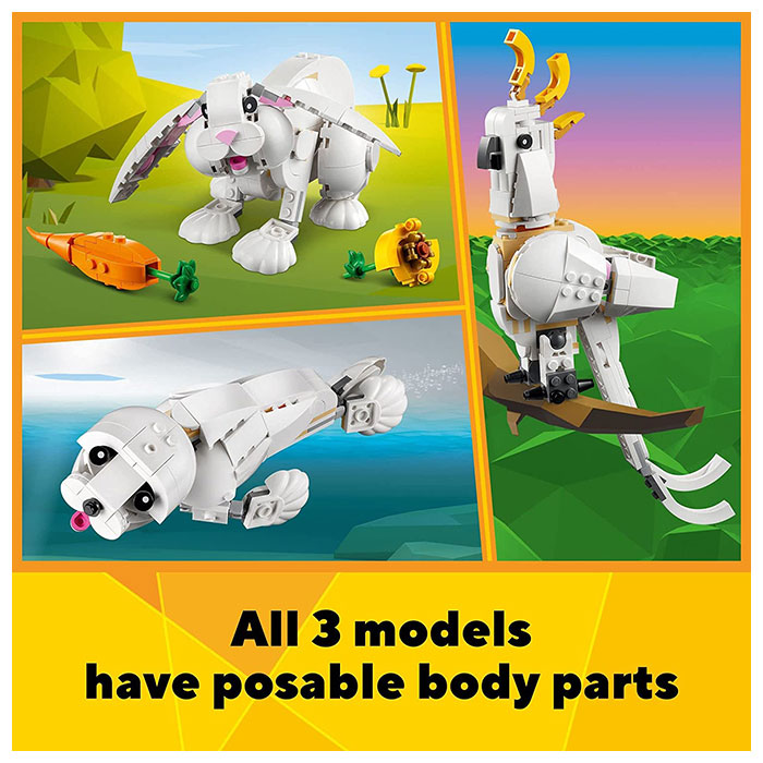 LEGO Creator 3in1 White Rabbit Animal Toy Building Set, Easter Bunny To ...